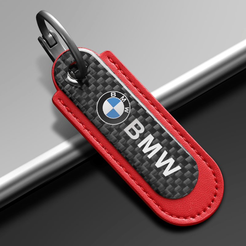Carbon Fiber Red Leather Keychain For BMW - Boost Your Vehicle with ...