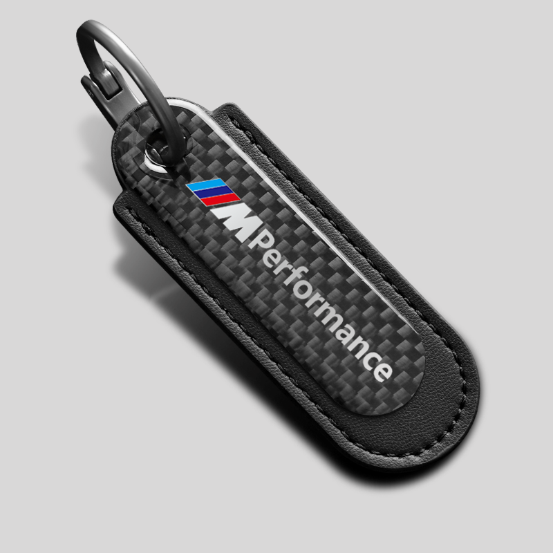 Carbon Fiber Black Leather Keychain For BMW M Performance - Boost Your ...