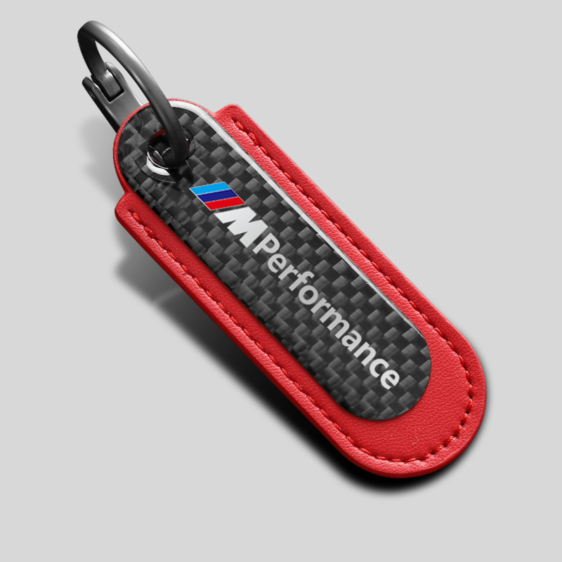Carbon Fiber Red Leather Keychain For BMW M Performance - Boost Your ...