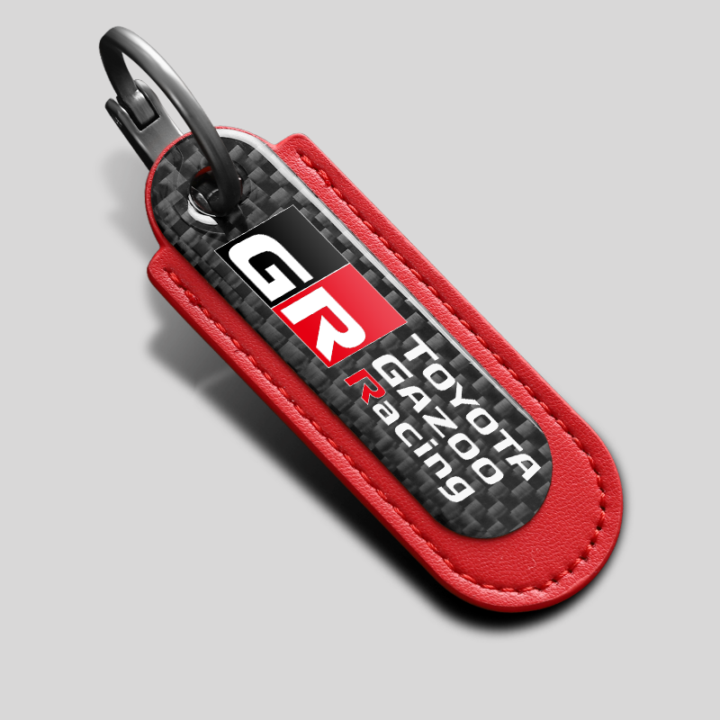 Carbon Fiber Red Leather Keychain For Toyota GR - Boost Your Vehicle ...