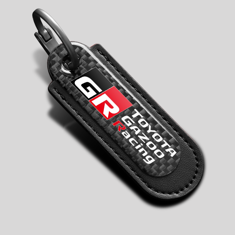 Carbon Fiber Black Leather Keychain For Toyota GR - Boost Your Vehicle ...